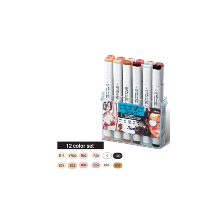 Набор Copic Sketch "Skin Tone colours" 12 маркеров двухсторонних в ...
